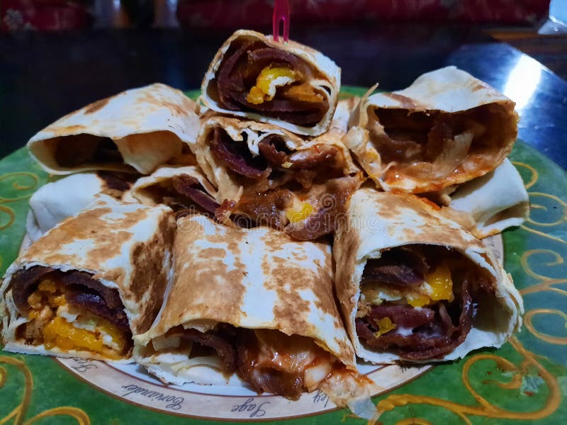 Sliced meat wrap stock photo. Image of delicious, mayonaise - 242780592