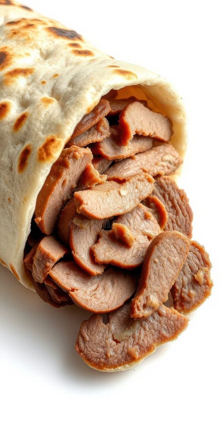 Sliced Meat Wrapped in Flatbread Showcases Delicious Culinary ...