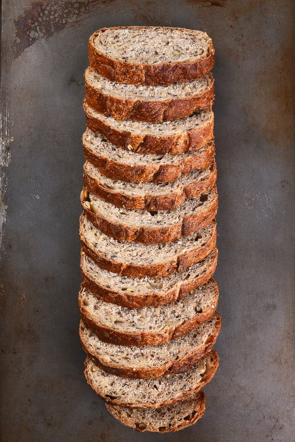 Sliced Multi-Grain Bread stock image. Image of overhead - 69645871