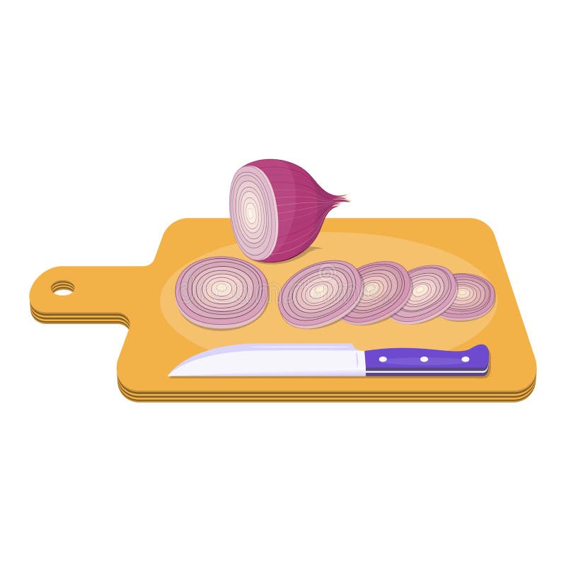 Sliced Onions and a Knife on a Cutting Board. Stock Vector ...