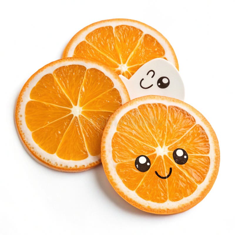 Sliced Orange Cartoon Sticker Isolated on Transparent Background Stock ...