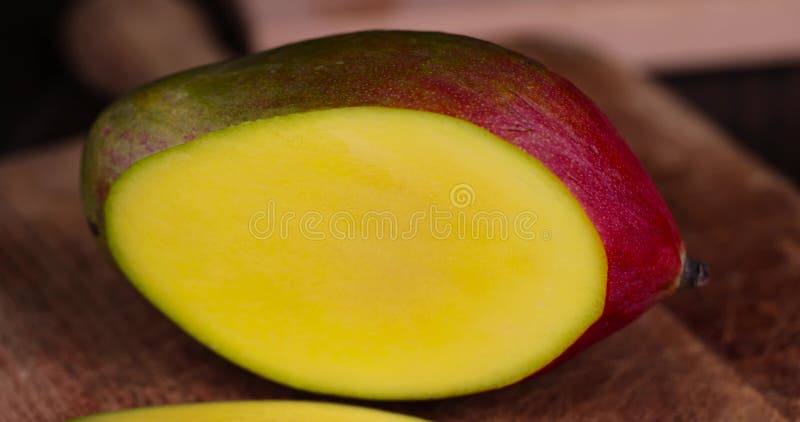 Sliced Orange Pulp of Ripe Mango Fruit Stock Video - Video of freshly ...