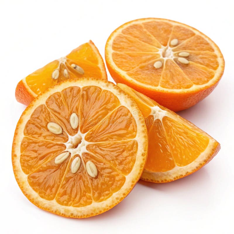 Sliced Orange with Seeds Isolated on White Background Stock Illustration - Illustration of ...