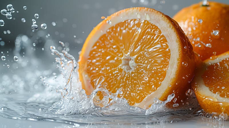 Sliced Orange Splashing in Water Stock Photo - Image of water, color ...