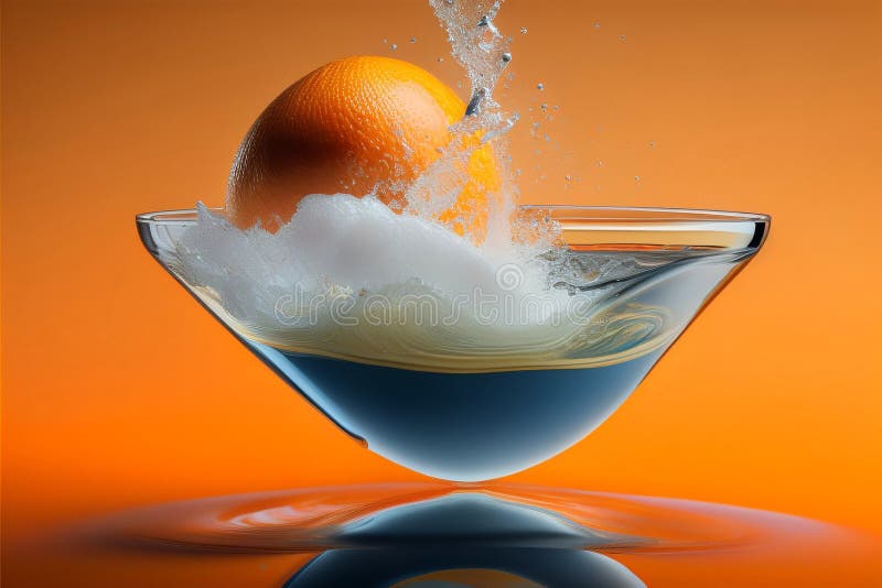 A Sliced Orange with Water Splash on a Reflective Backdrop_Generativa ...