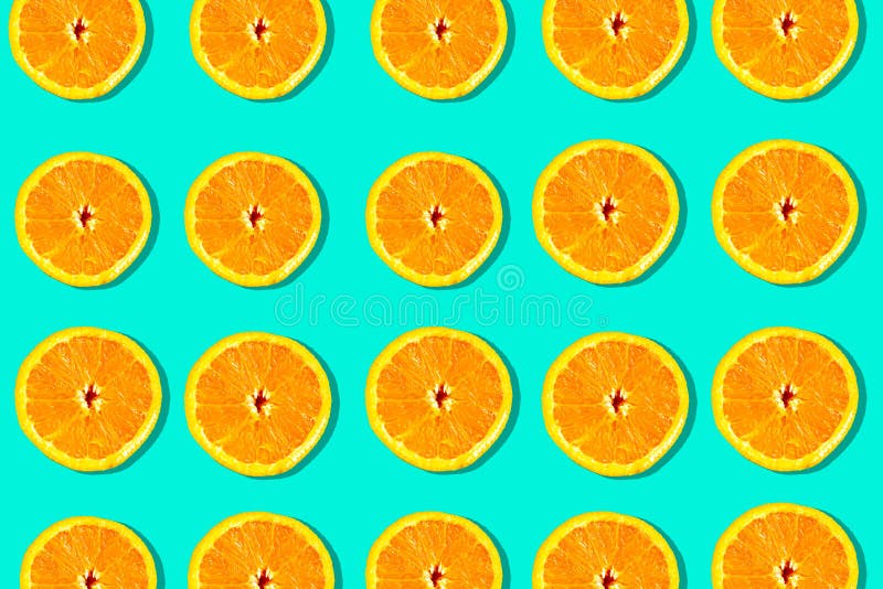 Sliced Oranges Pattern on Green Background Stock Illustration ...