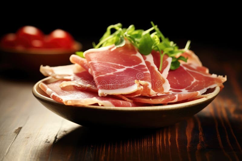 Sliced Parma Ham in Dish. Generative AI Stock Illustration ...