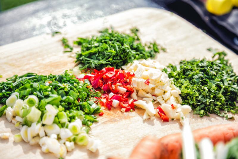 Sliced Parsley, Dill, Pepper and Spices Stock Image - Image of cooking ...