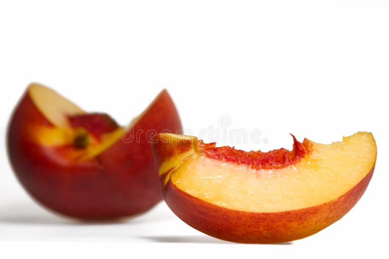 Slice Of Peach With Reflection Stock Photo - Image of single, section ...