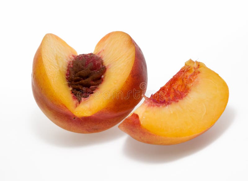 Slice Of Peach With Reflection Stock Photo - Image of single, section ...