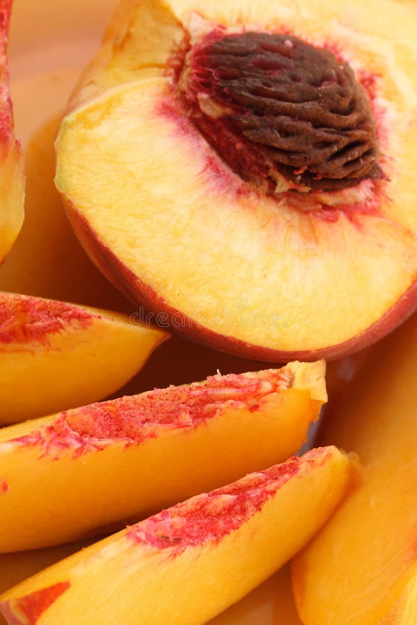 Fresh peach slices stock image. Image of closeup, organic - 49110577