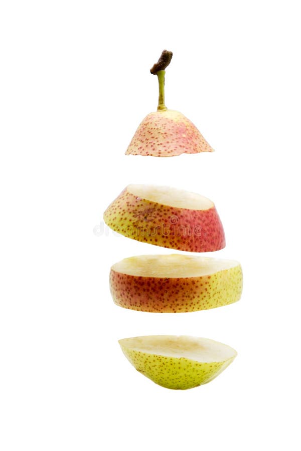 Sliced Pear Pieces on White Stock Photo - Image of studio, leaf: 189890510
