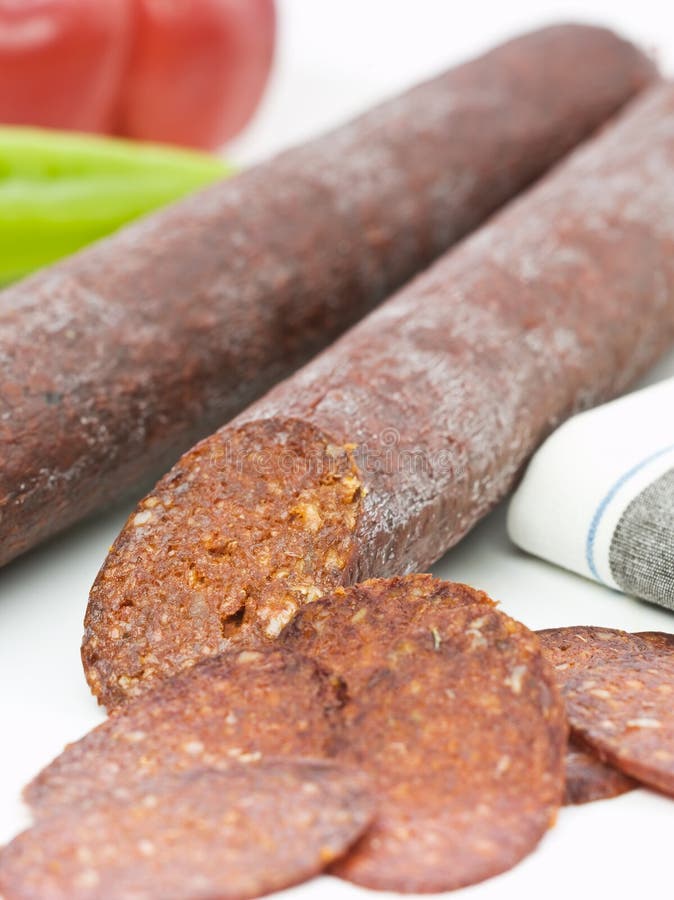 Sliced Pepper Salami stock image. Image of sliced, pepperoni - 18362163