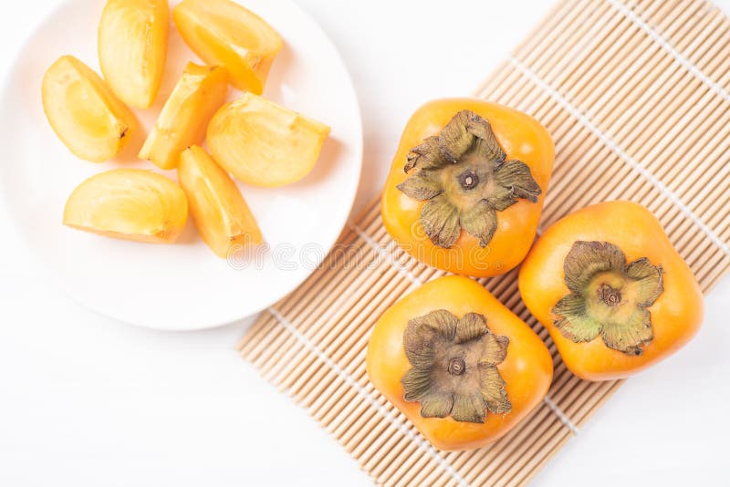 Sliced Persimmon Fruit Ready for Eating Stock Photo - Image of ...