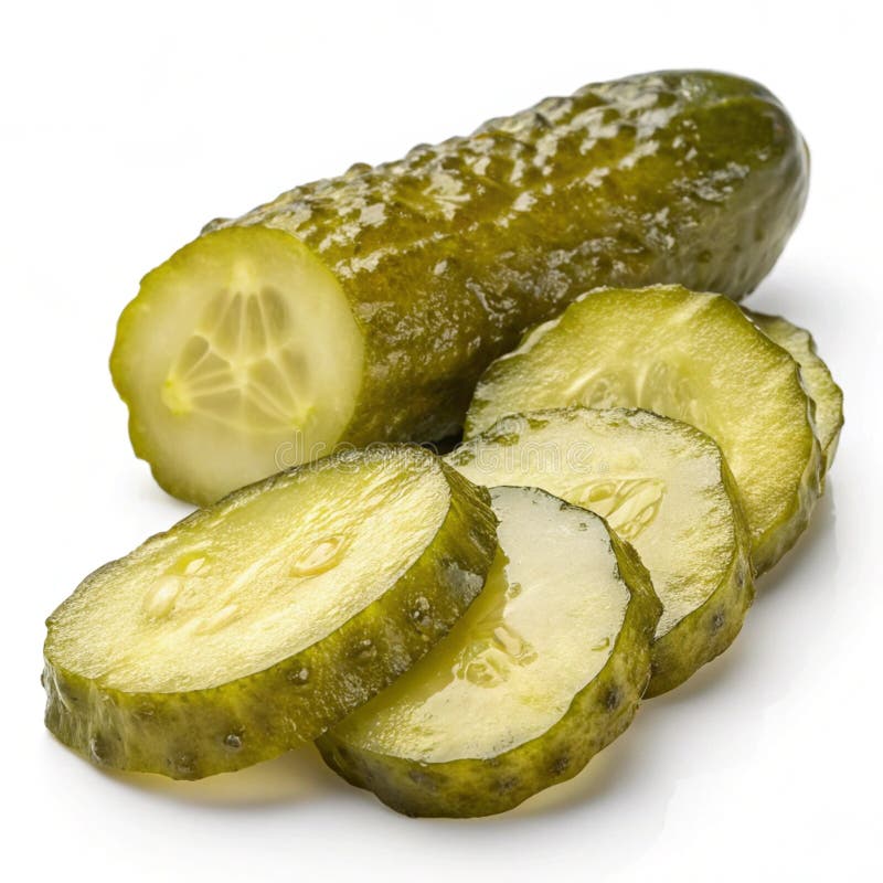 Sliced Pickle Isolated on White Background Stock Illustration - Illustration of pickling ...
