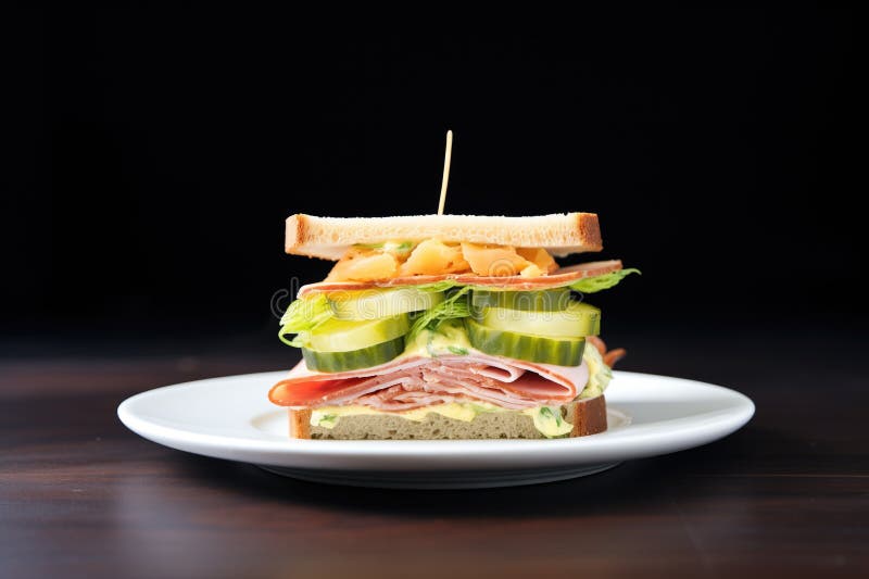 Sliced Pickles on a Sandwich, Side View Stock Image - Image of view ...