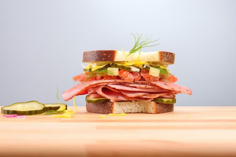 Sliced Pickles on a Sandwich, Side View Stock Photo - Image of ...