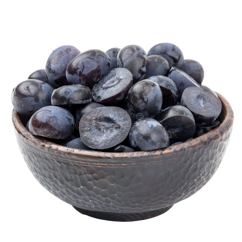 Sliced Pieces of Blue Grapes in Bowl Front Stock Illustration ...