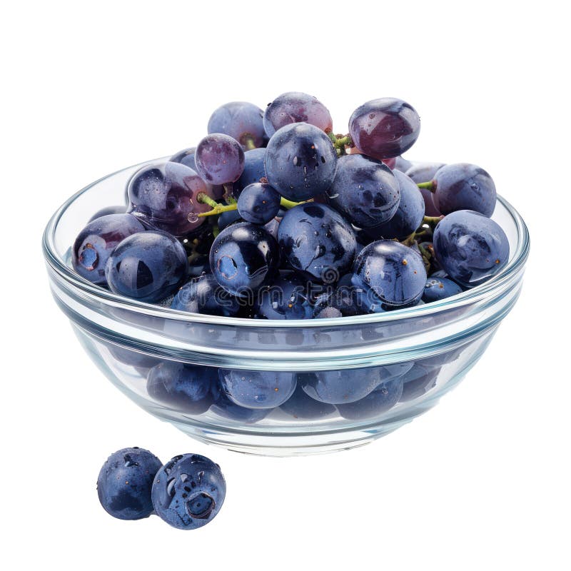 Sliced Pieces of Blue Grapes in Bowl Front View Isolate Stock ...