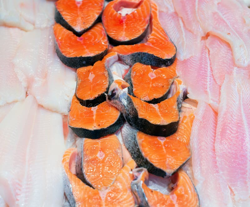 Sliced Pieces of Different Fish. Stock Image - Image of catch, food ...