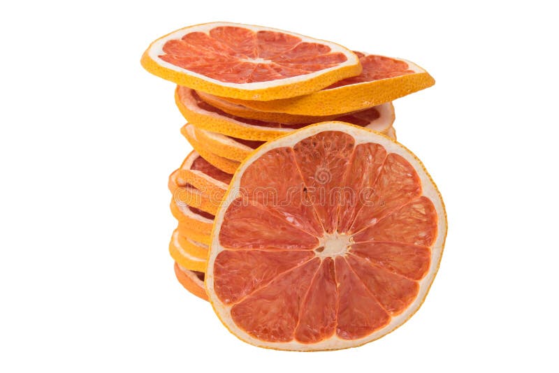 Sliced Pieces of Dried Grapefruit, on a White Background, Close-up ...