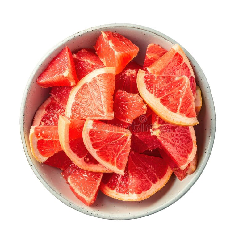 Sliced Pieces of Grapefruit in Bowl Top View Stock Illustration ...
