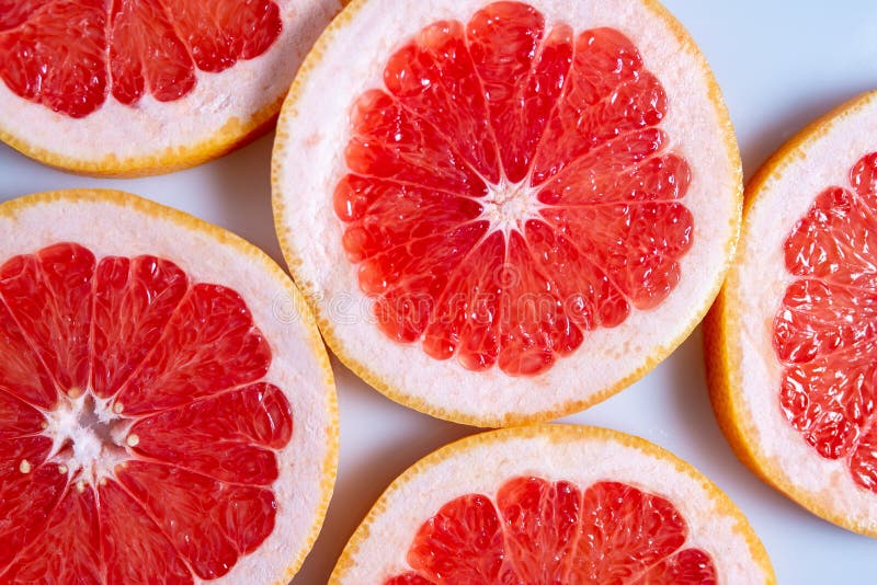 Sliced Pieces of Grapefruit. Close-up. Stock Image - Image of food ...