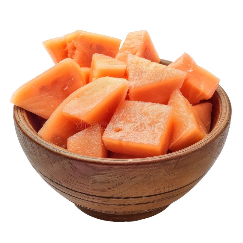 Sliced Pieces of Papaya in Bowl Front View Isolate Stock Illustration ...