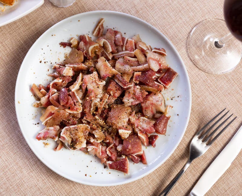 Sliced Pig Ears Served on Platter Stock Image - Image of meal, appetite ...