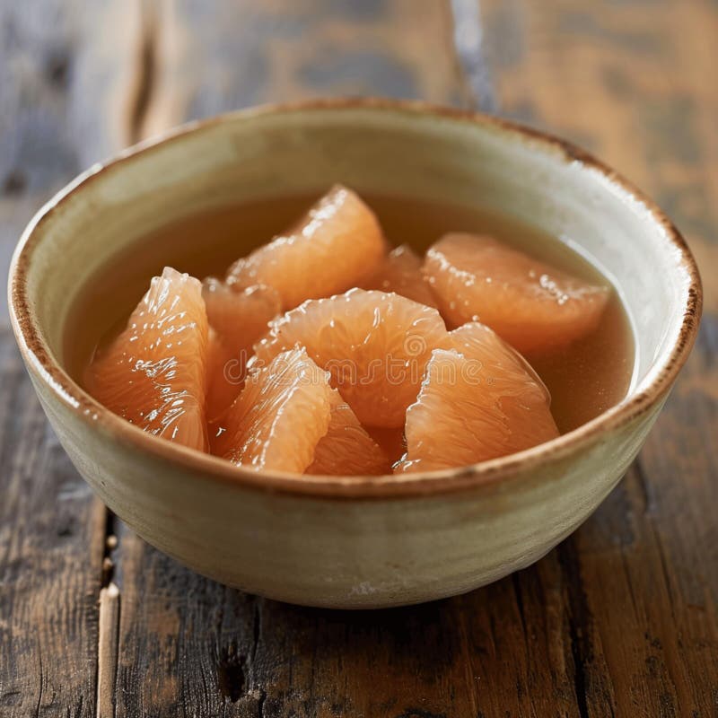 Sliced Pink Grapefruit in Syrup in Ceramic Bowl Stock Illustration ...