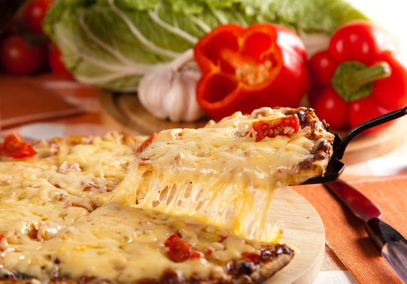 Sliced pizza stock photo. Image of board, napkin, slice - 25484464