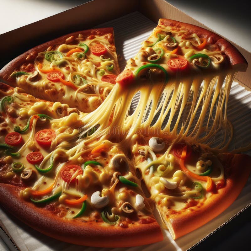 Sliced Pizza Lying in a Box. Stock Illustration - Illustration of meal ...