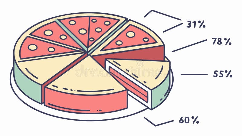 Sliced Pizza Pie Chart: Delicious Data Visualization, Vector Design Generative AI Stock Vector ...