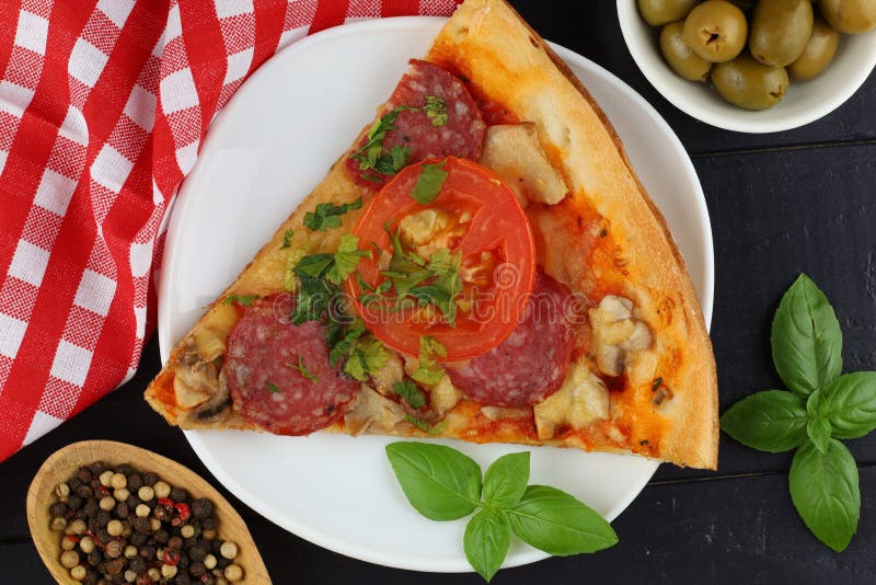 Sliced Pizza on the Table in the Restaurant Stock Photo - Image of ...