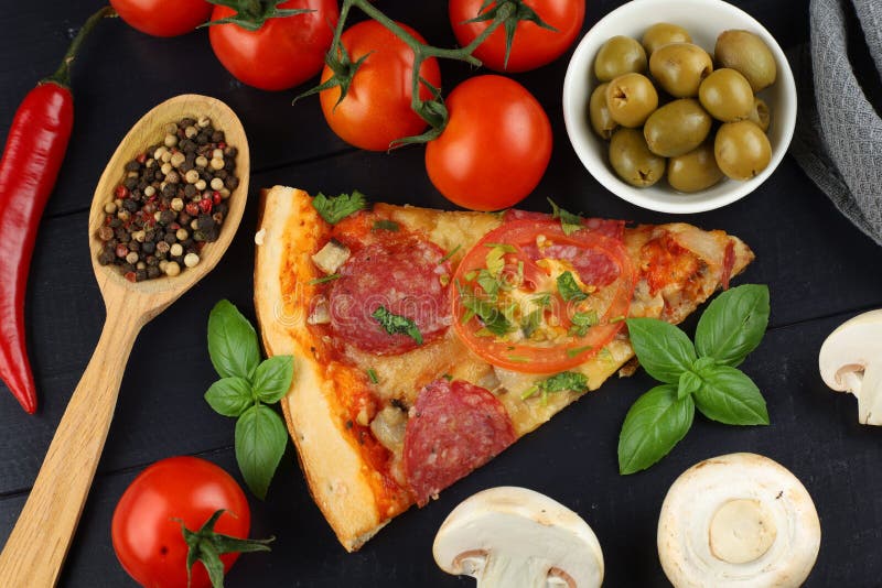 Sliced Pizza on White Isolate. Three Slices of Pizza Stock Image ...