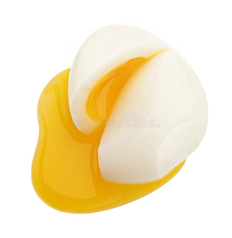 Sliced Poached Egg Isolated on White Background, Top View Stock Photo ...