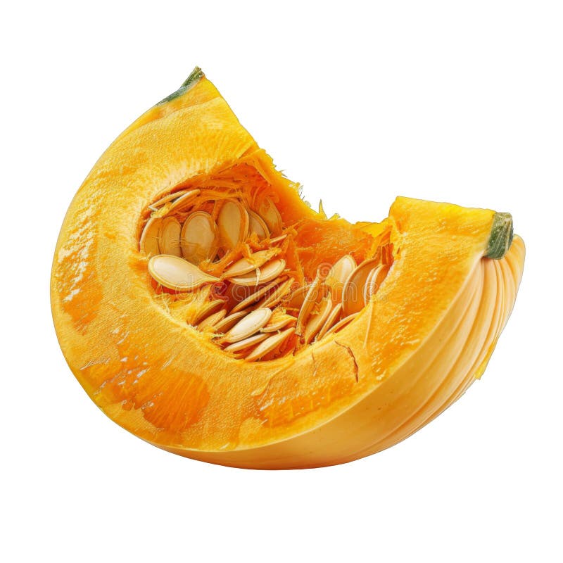 A Sliced Pumpkin with Visible Seeds and Pulp Stock Photo - Illustration ...