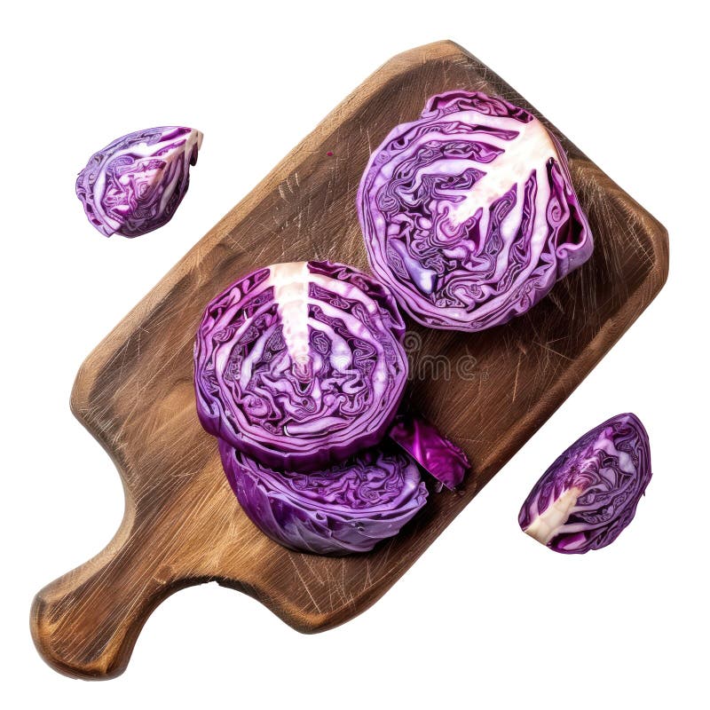 Sliced Purple Cabbage on Chopping Board Isolate Stock Illustration ...
