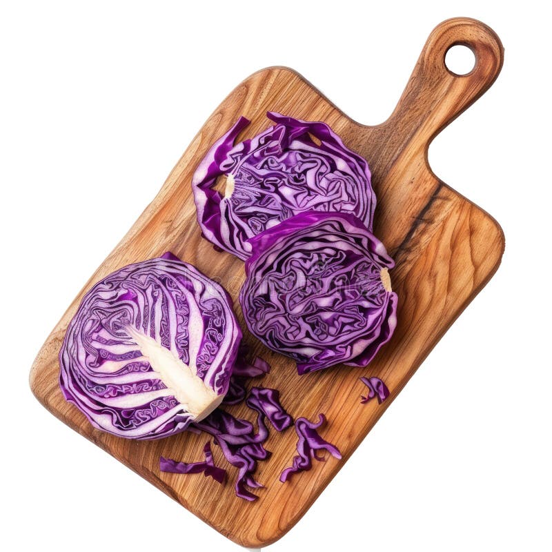 Sliced Purple Cabbage on Chopping Board Top View Isolate Stock Image ...