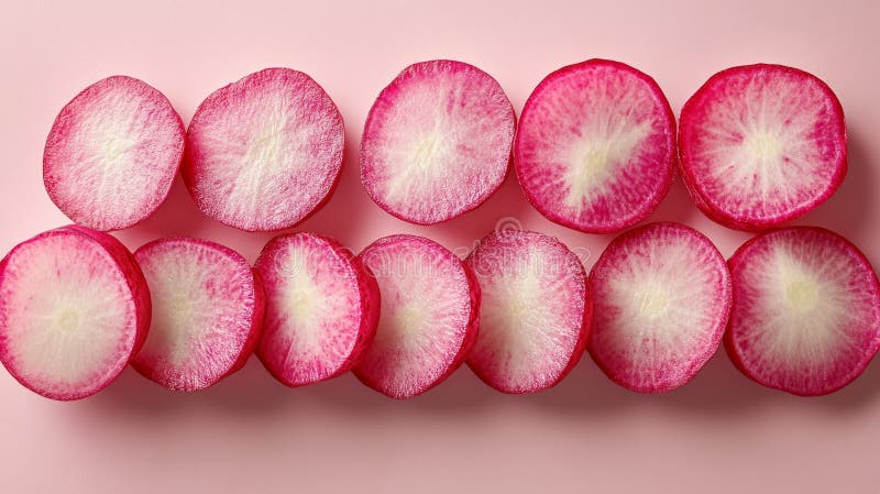 Sliced Radishes Arranged Pink Background Stock Photos - Free & Royalty ...
