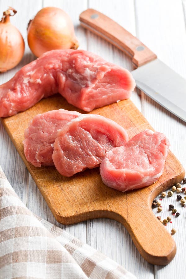 Fresh Pork Meat Preparation Stock Image - Image of hammering, tender ...