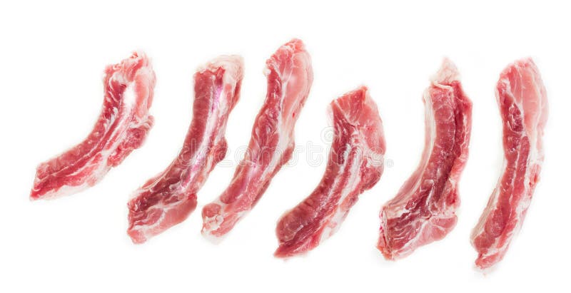 Sliced Raw Pork Ribs on a White Background, Isolate Stock Image - Image ...