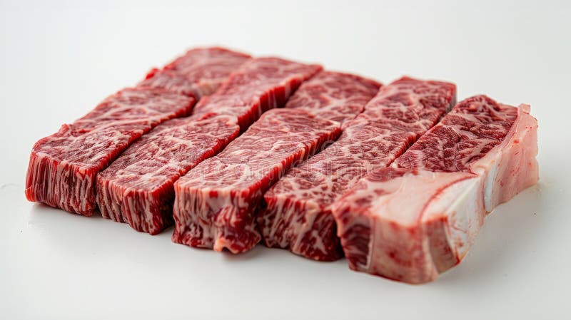 Sliced Raw Ribeye Steaks Marbling White Background Stock Photos - Free ...