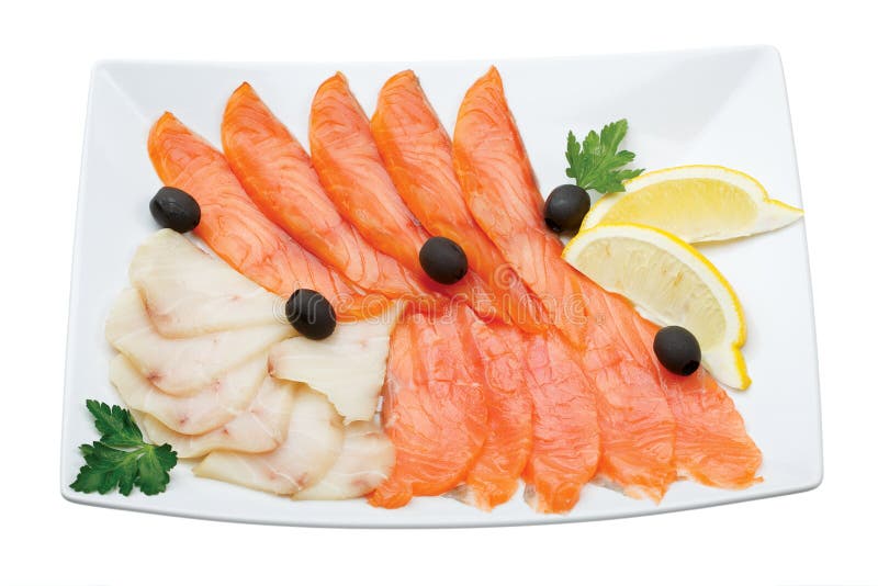 Sliced raw salmon stock photo. Image of marine, green - 38215592