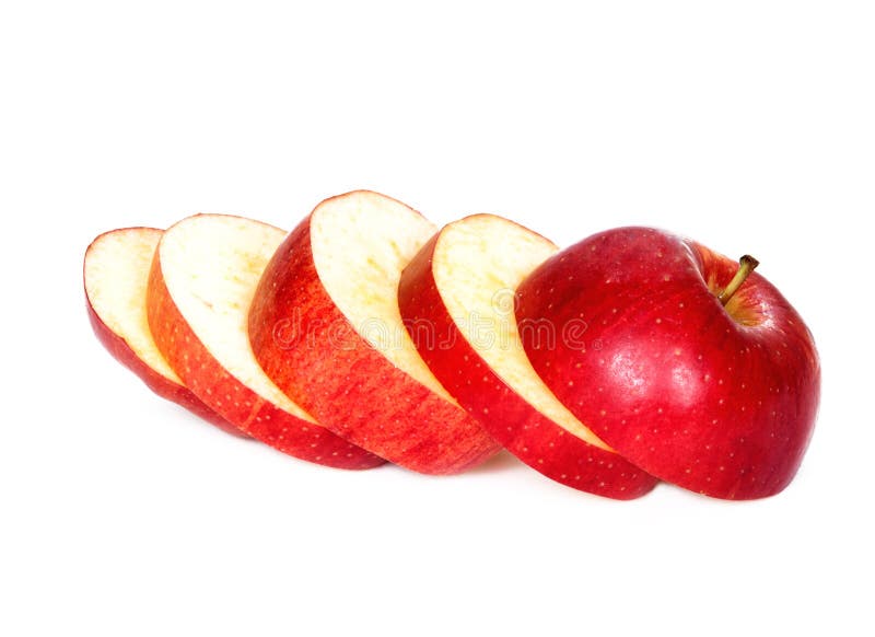Sliced Red Apple, White Background Stock Photo - Image of organic ...