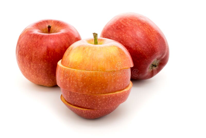 Sliced Red Apple on a White Stock Photo - Image of freshness, healthy ...