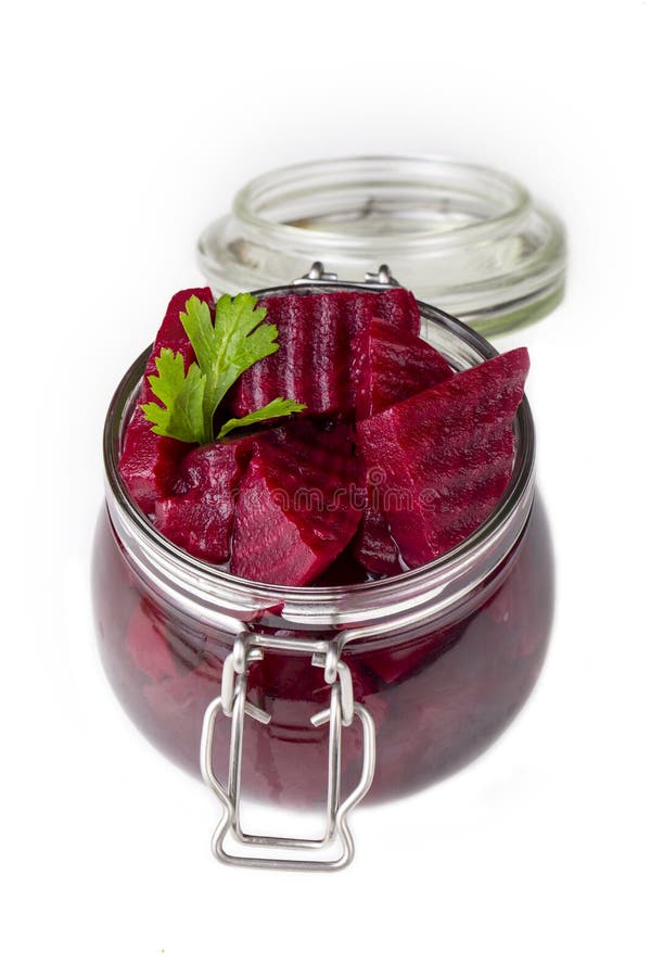 Sliced Red Beets in a Jar - Preparation of Fermented. Pickled Beetroot ...