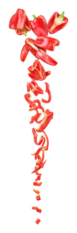 Sliced Red Bell Pepper Isolated Stock Photo - Image of background ...