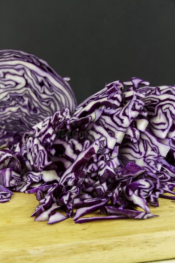 Sliced Red Cabbage on Chopping Board Stock Image - Image of tasty ...