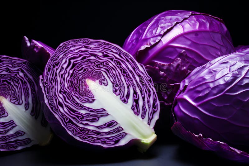 Sliced Red Cabbage Healthy Food Background Stock Illustration ...